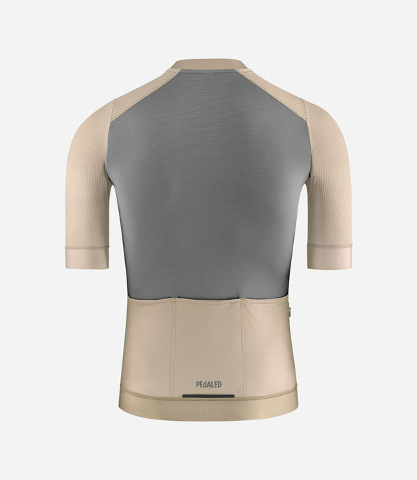 Short Sleeve Summer Cycling Jersey Beige for Men | PEdALED