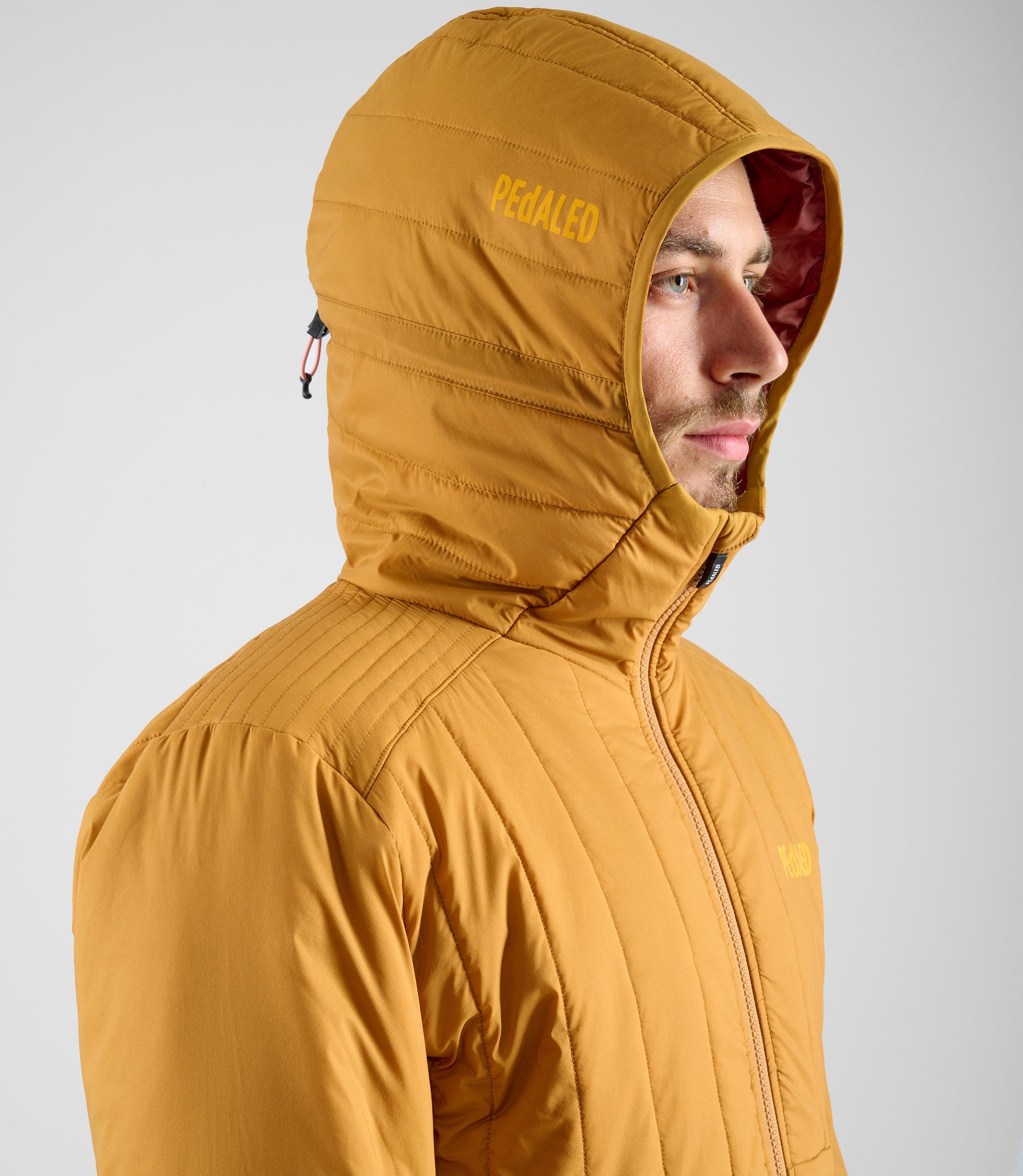 Men's Winter Cycling Hooded Insulated Jacket Brown | PEdALED
